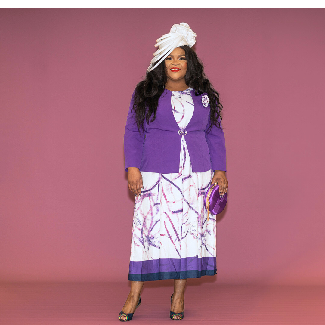 Purple Box Pleated Midi Dress & Jacket – Cerrura Fashions